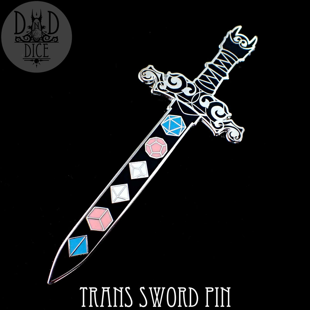 Trans Dice Sword Pin