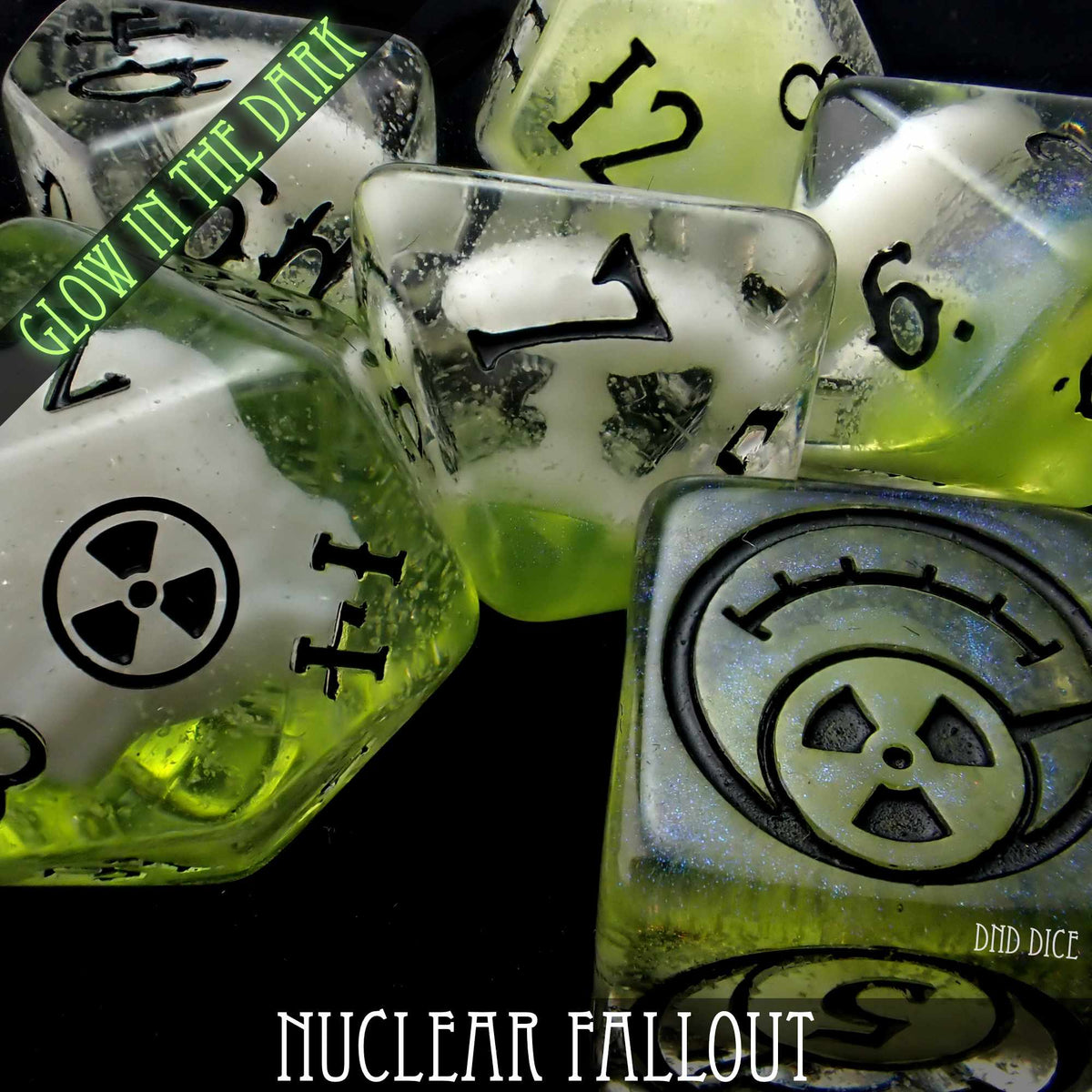Nuclear Fallout - 11 Dice Set (Glow)