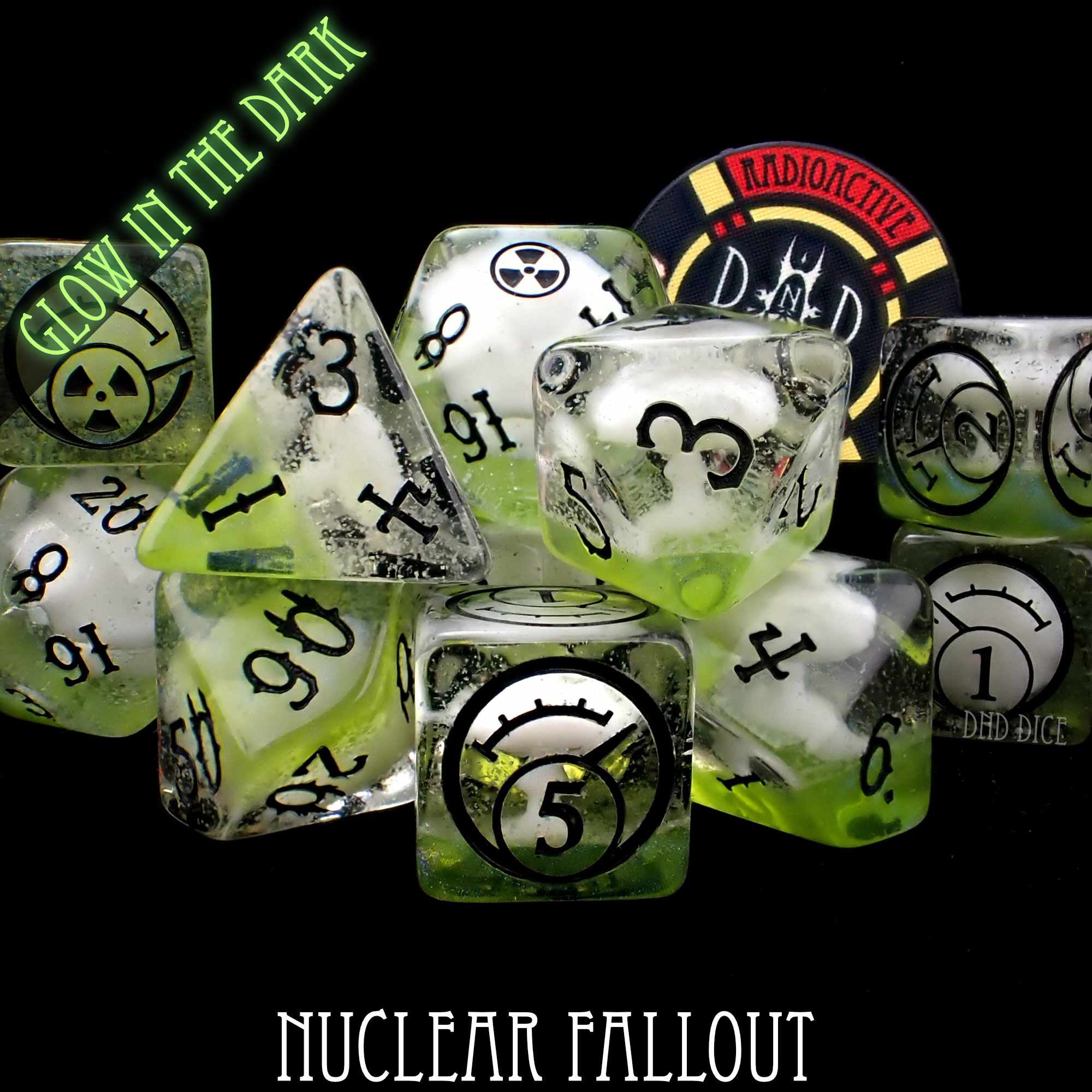 Nuclear Fallout - 11 Dice Set (Glow)